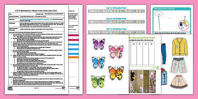 EYFS Maths: Butterfly Number Line Ordering Numbers Whole Class Adult Input
