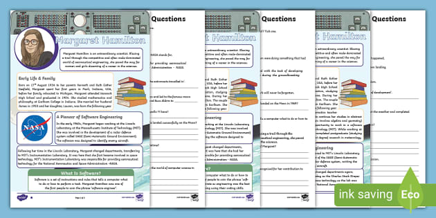 UKS2 Margaret Hamilton Differentiated Reading Comprehension