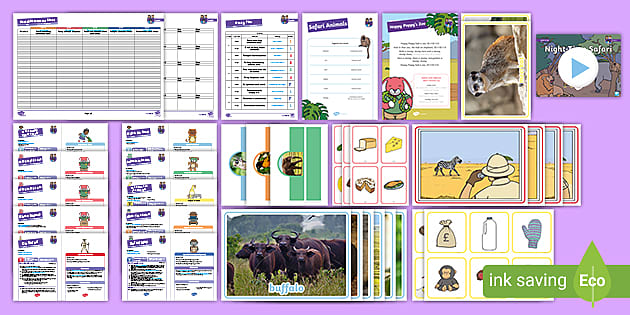 Phonics Level 1 Week 24 - Safari Animals Weekly Lesson Pack