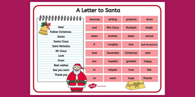 * NEW * Letter to Santa Word Mat - English - Twinkl