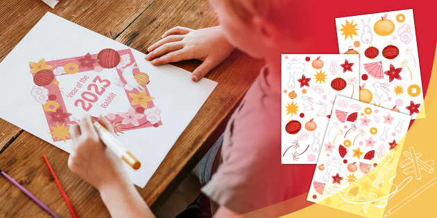 2023 Year of the Rabbit Wreath Collage Activity Pack