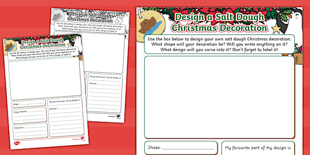 Design a Salt Dough Christmas Decoration Worksheet - Twinkl