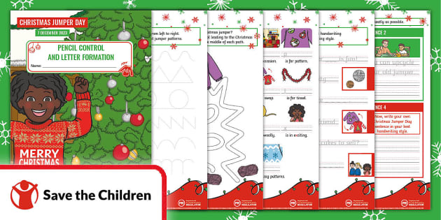 FREE! - Christmas Jumper Day Pencil Control Activity Book | Twinkl
