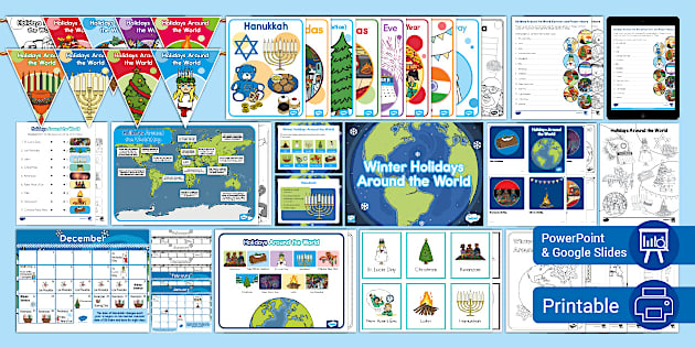 Winter Holidays Around the World Activity Pack for K-2nd Grade