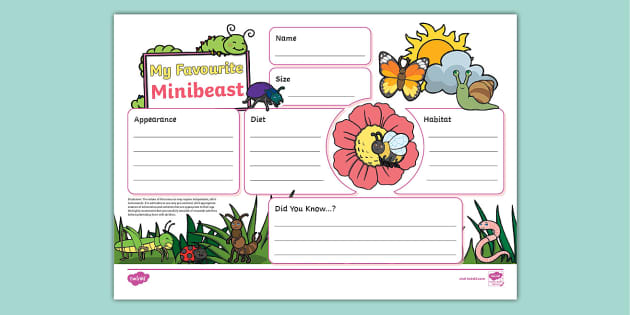My Favourite Minibeast Fact File Template - Twinkl