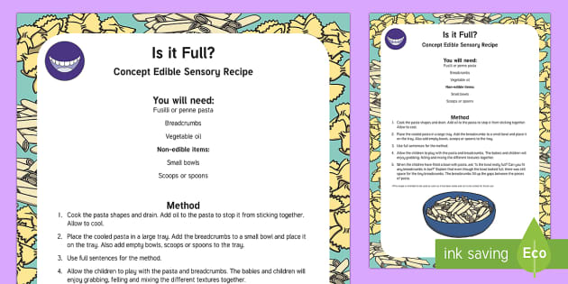 Is It Full? Concept Edible Sensory Recipe (Teacher-Made)