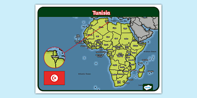 Where Is Tunisia Located in Africa? Display Poster - Twinkl