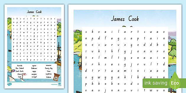 Captain Cook Word Search Orig (teacher made) - Twinkl