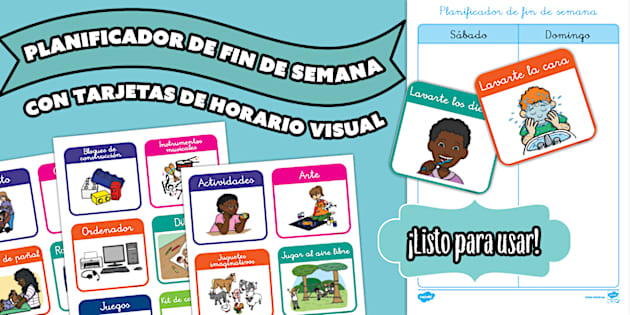 Planificador: Fin de semana - Con tarjetas de horario visual