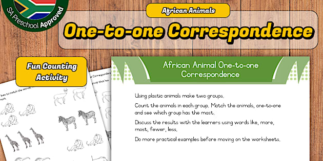 African Animals - Worksheet :One-to-one Correspondence*