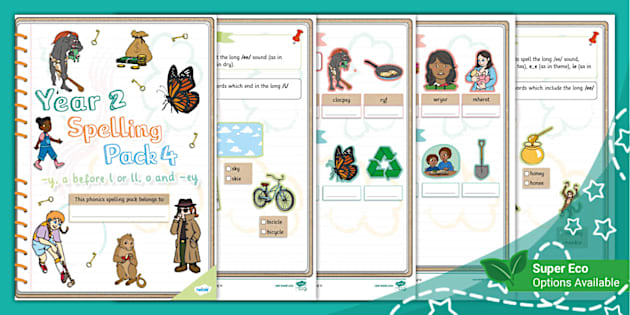Year 2 Spelling Pack 4: -y, a before l or ll, o and -ey