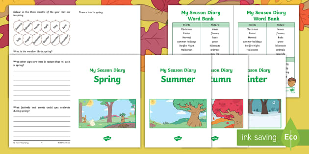 Little Acorns Seasons Diary Worksheet / Worksheet - Twinkl