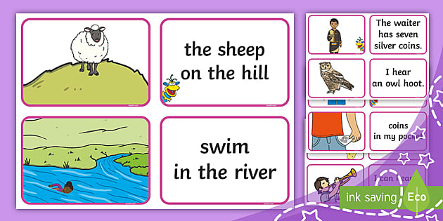 Felix's Phase 3 Phonics Pictures and Captions Matching Cards