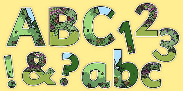 Garden-Themed Display Lettering - garden, display lettering, display