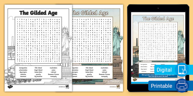 Gilded Age Word Search for 6th-8th Grade - Twinkl