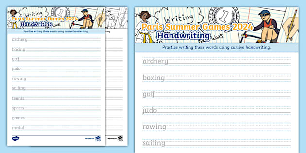Paris Summer Games 2024 Handwriting Sheet - Twinkl