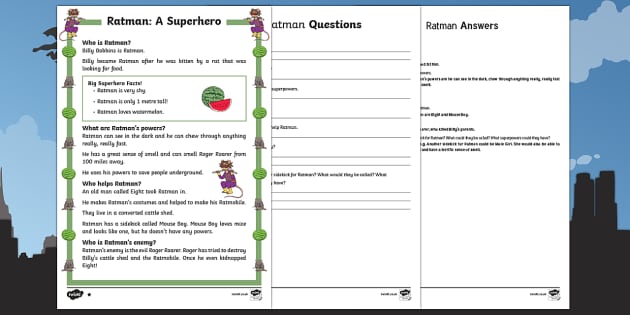 Ratman: A Superhero Differentiated Reading Comprehension Activity