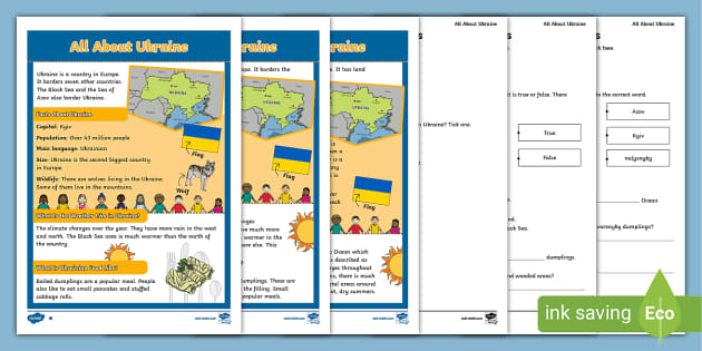 KS1 All About Ukraine Differentiated Reading Comprehension Activity
