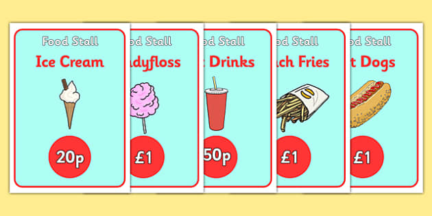 The Fairground Food Stall Role Play Posters (teacher made)
