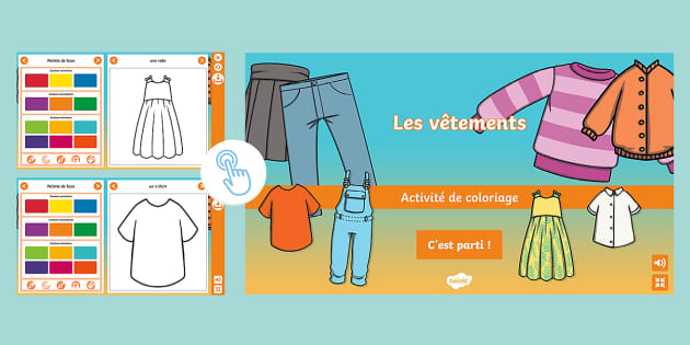 Jeu interactif coloriage : Les vêtements - Twinkl