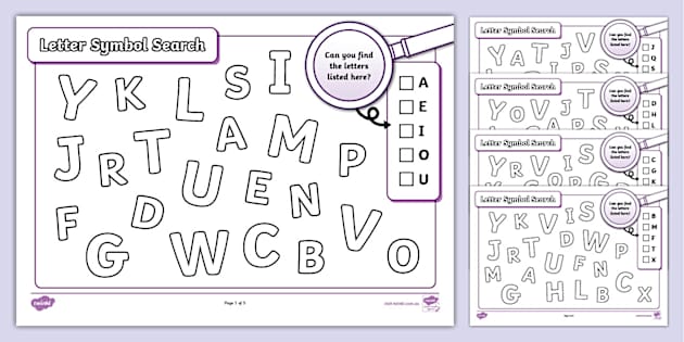 Upper Case Letter Symbol Search (Teacher-Made) - Twinkl