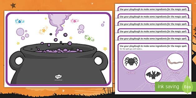Witch's Spell Playdough Mats (Hecho por educadores) - Twinkl