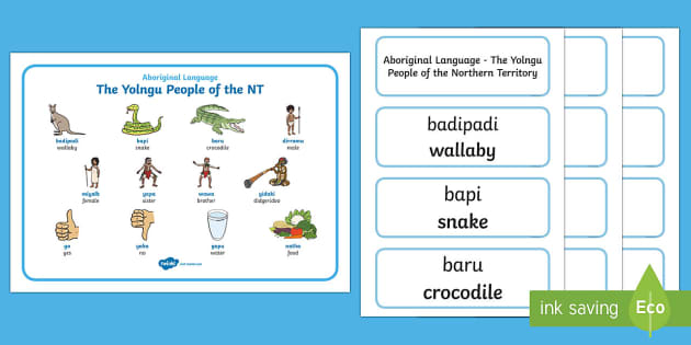 Yolngu Aboriginal Language Word Mat and Word Card Resource Pack