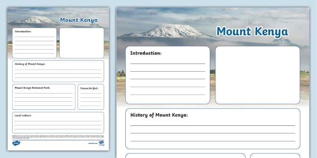 Mount Kenya Non-Chronological Report Template (Teacher-Made)
