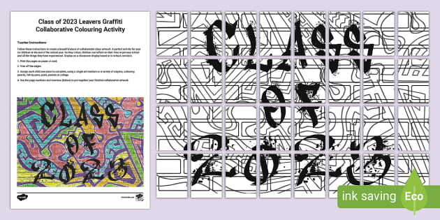 Class of 2023 Leavers Graffiti Collaborative Colouring Activity