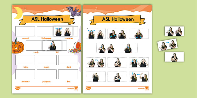 ASL Halloween Cut and Paste Activity (teacher made) - Twinkl