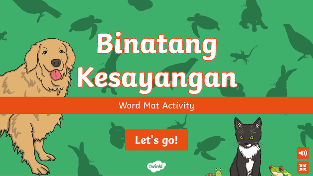 Pet Animals Interactive Word Mat Indonesian Online Game