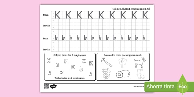 Hoja de actividad: Practico con la Kk (teacher made)