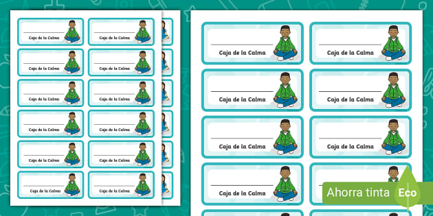 Etiquetas Caja de la Calma Nombres Estudiantes - Twinkl