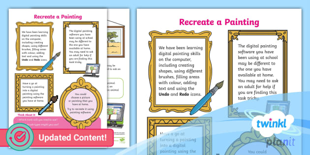 Computing: Digital Painting: Year 1 Home Learning Tasks