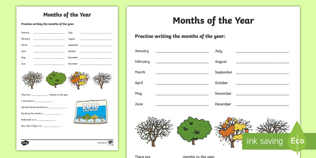 Months of the Year Worksheet / Worksheet - NI KS1 Numeracy, months, year