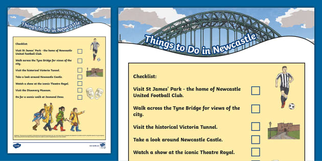 Things to Do in Newcastle Checklist Activity