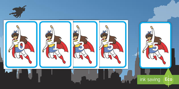 Superhero Number Flashcards