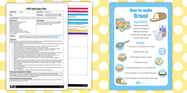 Making Bread Kindergarten Adult Input Plan and Resource Pack