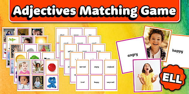 Adjectives Photo and Word Matching Game for ELL