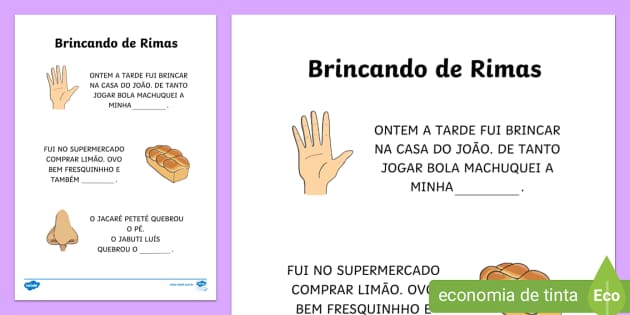 As rimas e poemas tem grande contribuição para o desenvolvimento na