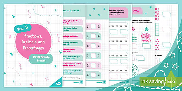 Year 5 Fractions, Decimals and Percentages Maths Activity Booklet (Ages 9