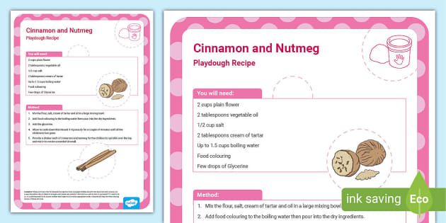 Cinnamon and Nutmeg Playdough Recipe (teacher made)