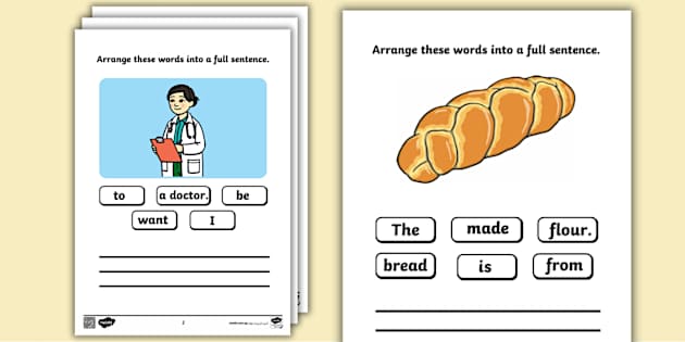 Writing Exercise Sentence Scramble Worksheet - Twinkl