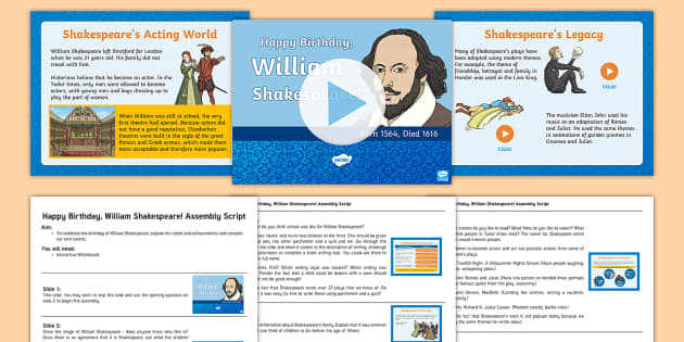 William Shakespeare Assembly Pack | Primary Resource