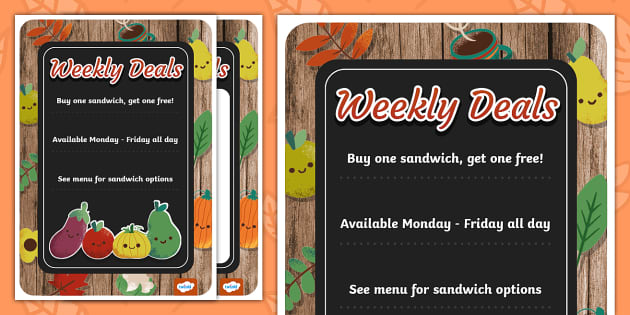 Autumn Market-Themed Cafe Deals Display Poster - Twinkl
