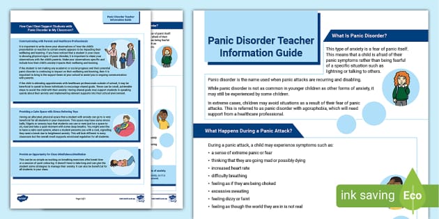 Panic Disorder Teachers Information Guide Helpful - Twinkl