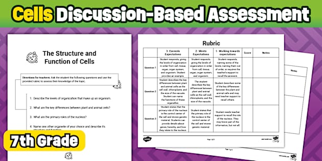 Structure and Function of Cells Discussion-Based Assessment