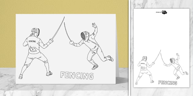 Fencing Summer Sport Colouring Card | Twinkl Party - Twinkl