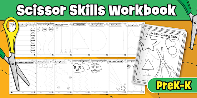 Scissor Cutting Skills Workbook For Prek K