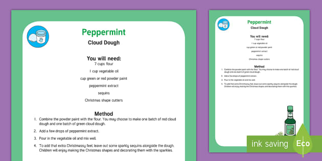 Peppermint Cloud Dough Recipe (teacher made) - Twinkl